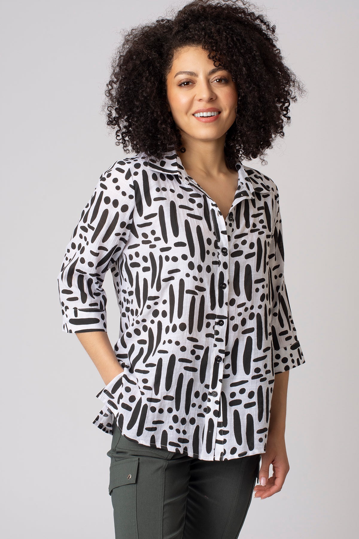 Mono Abstract Print Button Collar Shirt – The Stock Shop