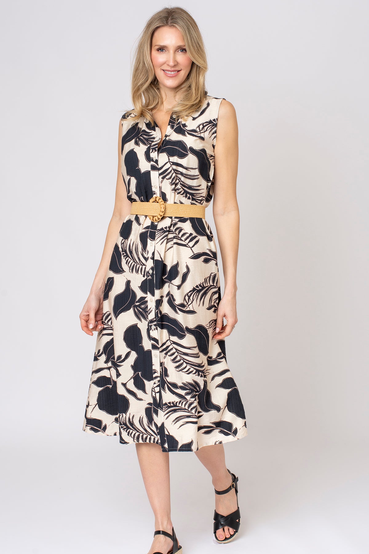 Mono Leaf Belted Shirt Dress – The Stock Shop