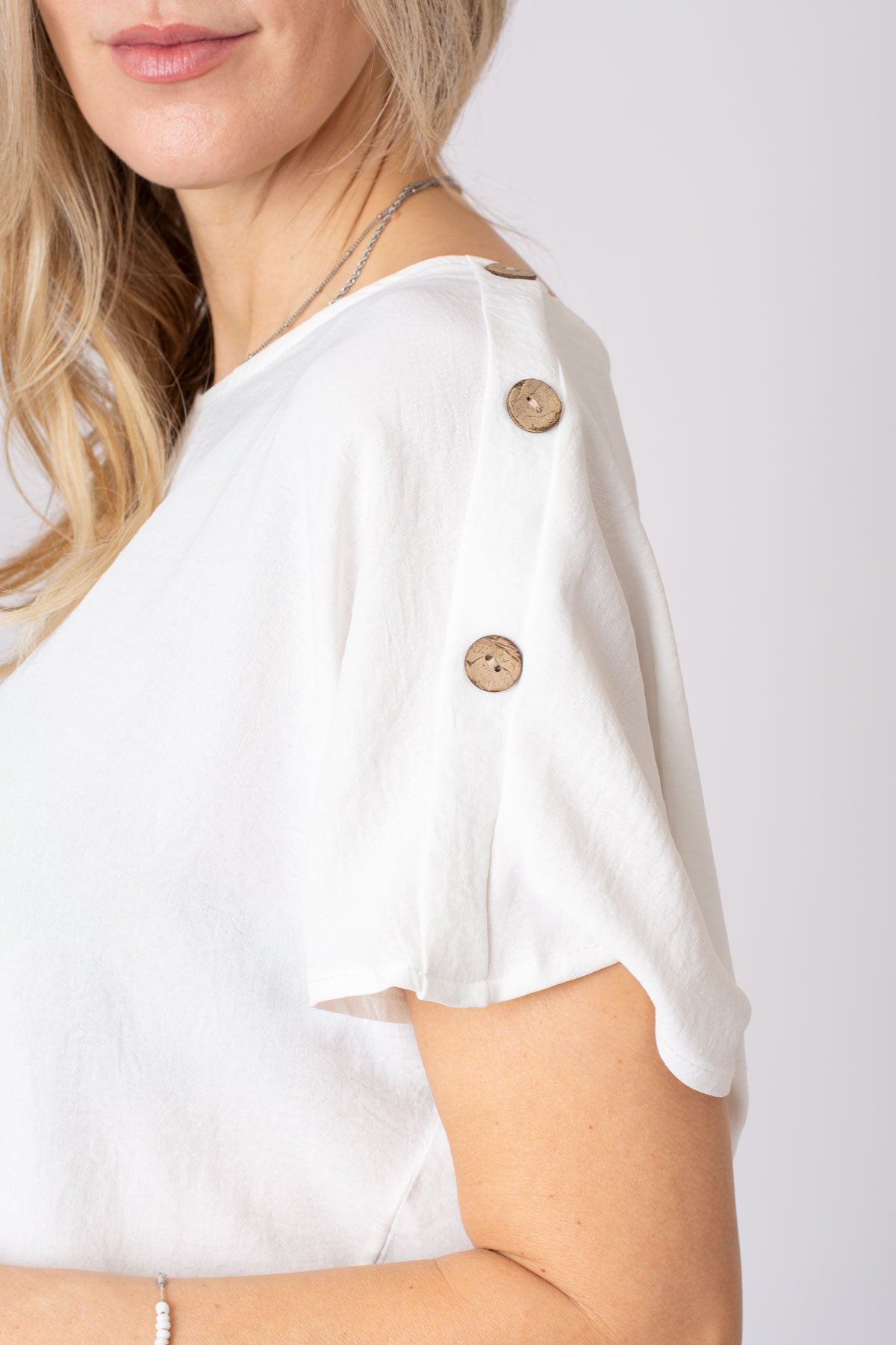Oversized Button Shoulder Top – The Stock Shop
