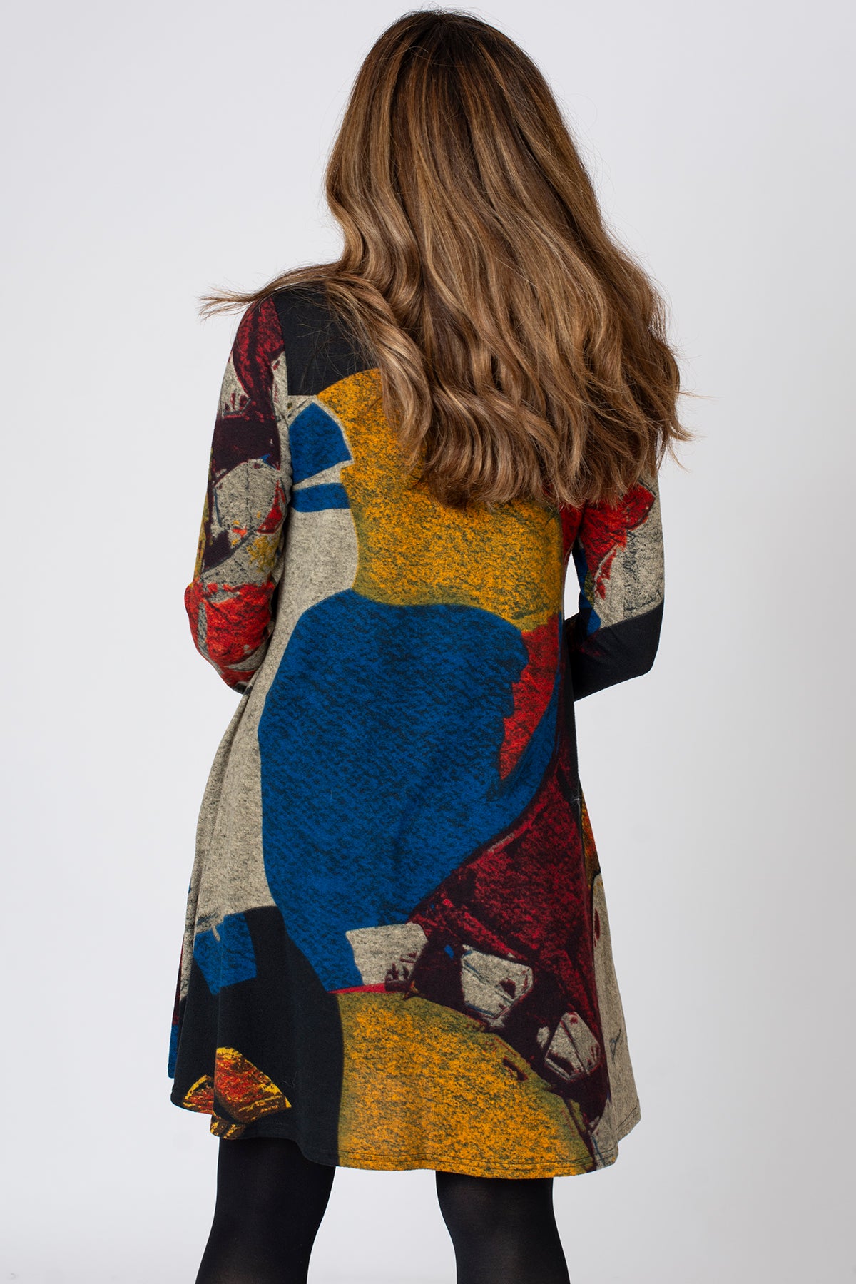 Patchy Colour Brushed Swing Dress – The Stock Shop