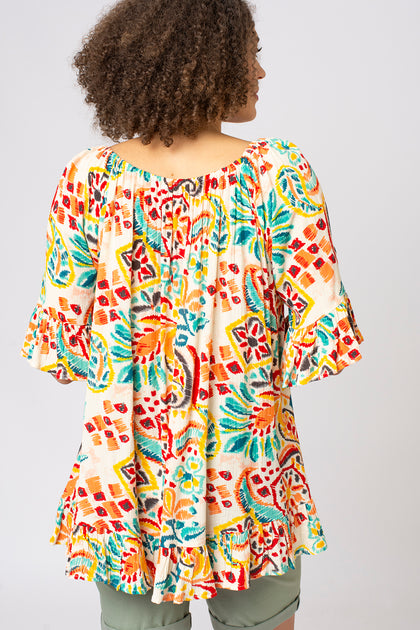 Scratch Mark Paisley Frill Sleeve Crinkle Top – The Stock Shop