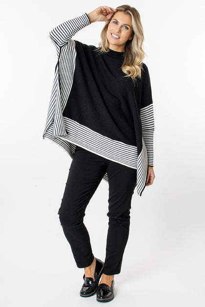 Stripe side poncho – The Stock Shop